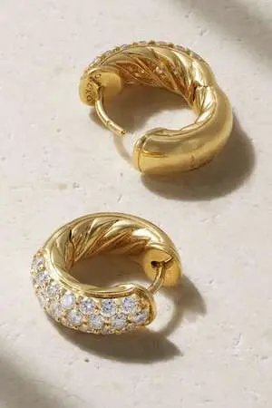 David Yurman Dy Mercer Micro Diamond Hoop Earrings