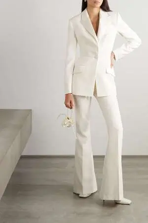 Safiyaa Arlene Satin-trimmed Stretch-crepe Blazer
