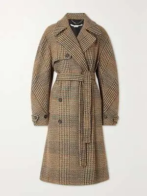 Stella McCartney Double-breasted Belted Checked Tweed Coat