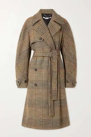 Stella McCartney Double-breasted Belted Checked Tweed Coat