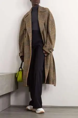 Stella McCartney Double-breasted Belted Checked Tweed Coat