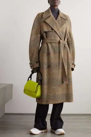 Stella McCartney Double-breasted Belted Checked Tweed Coat