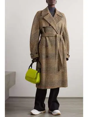 Stella McCartney Double-breasted Belted Checked Tweed Coat
