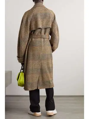 Stella McCartney Double-breasted Belted Checked Tweed Coat