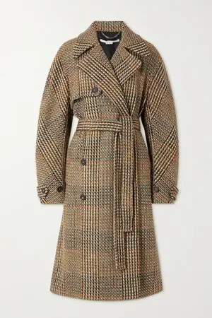 Stella McCartney Double-breasted Belted Checked Tweed Coat
