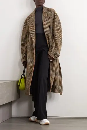 Stella McCartney Double-breasted Belted Checked Tweed Coat
