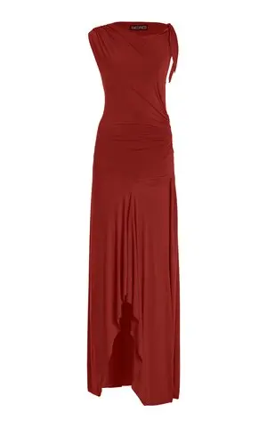 Siedres Exclusive Draped Jersey Maxi Dress In Red - 50% Off | Editorialist
