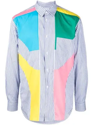 Comme Des Garçons Stripped Patchwork Cotton Shirt