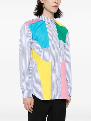 Comme Des Garçons Stripped Patchwork Cotton Shirt