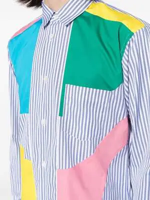 Comme Des Garçons Stripped Patchwork Cotton Shirt