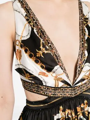 Camilla Cut-out Printed Silk Dress