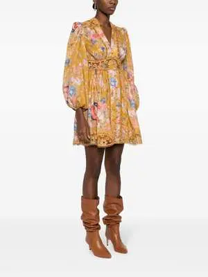 Zimmermann August Plunge Mini Dress - Yellow