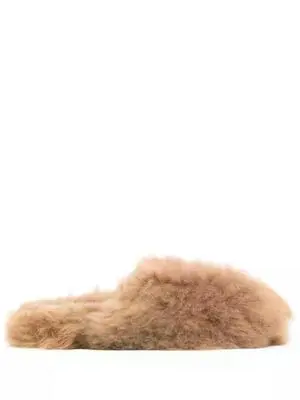 YVES SALOMON Round-toe Wool Mules - Brown