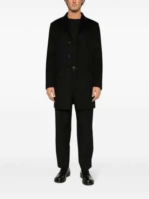 Colombo Notched-collar Single-breasted Coat - Black