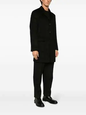 Colombo Notched-collar Single-breasted Coat - Black