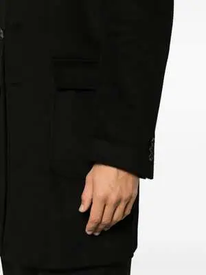 Colombo Notched-collar Single-breasted Coat - Black