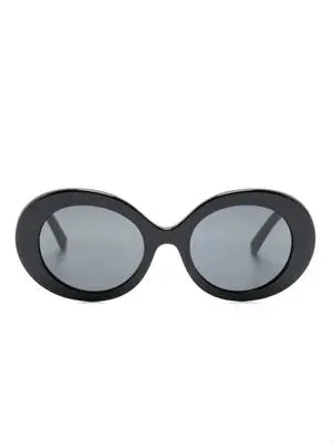 Dolce & Gabbana Logo Oval-frame Sunglasses - Black