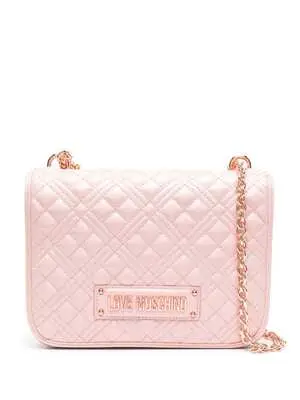 Moschino Quilted Shoulder Bag With Logo - Pink