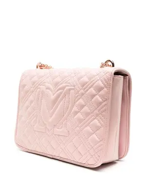 Moschino Quilted Shoulder Bag With Logo - Pink