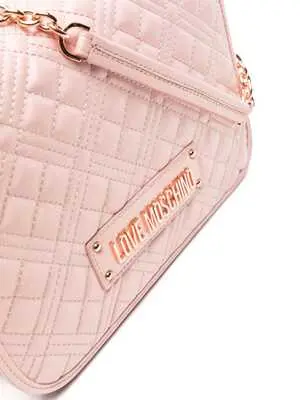 Moschino Quilted Shoulder Bag With Logo - Pink
