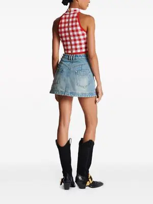 Balmain 5-button Check-pattern Crop Top