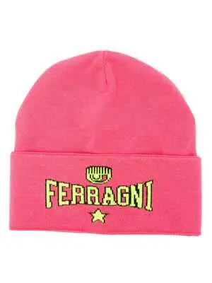 CHIARA FERRAGNI Intarsia-knit Logo Beanie - Pink