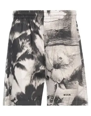 MSGM Printed Cotton Bermuda Shorts - Grey