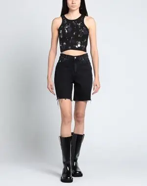 MSGM Appliquéd Crop Top - Black
