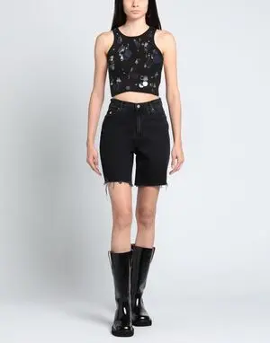 MSGM Appliquéd Crop Top - Black