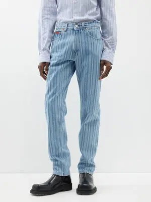 Martine Rose Martine Rose - Striped Straight-leg Jeans - Mens - Blue Multi - S - Blue Multi