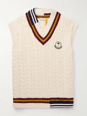 Moncler Palm Angels Cable-knit Wool Sweater Vest - Neutrals