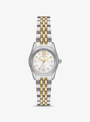 Michael Kors Petite Lexington Pavé Two-tone Watch In By - Silver