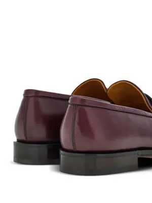 FERRAGAMO Gancio-plaque Leather Loafers - Red