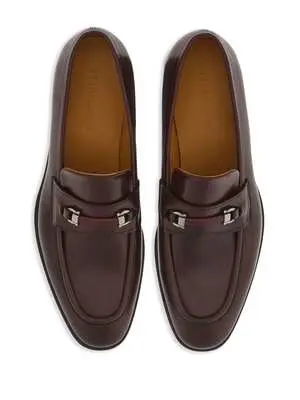 FERRAGAMO Gancio-plaque Leather Loafers - Red