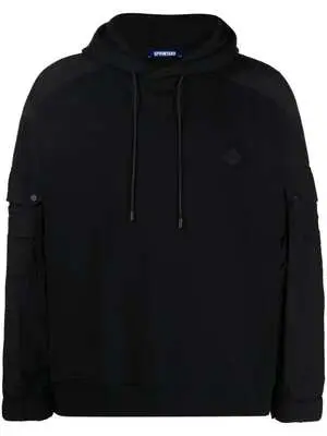 SPOONYARD Logo-patch Panelled Hoodie - Black