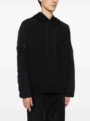 SPOONYARD Logo-patch Panelled Hoodie - Black