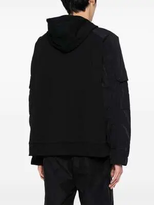 SPOONYARD Logo-patch Panelled Hoodie - Black