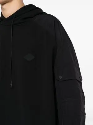 SPOONYARD Logo-patch Panelled Hoodie - Black