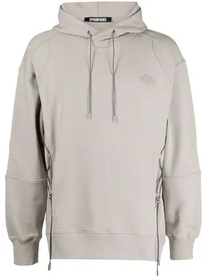 SPOONYARD Cotton Hoodie With Lace-up Detailing - Neutrals