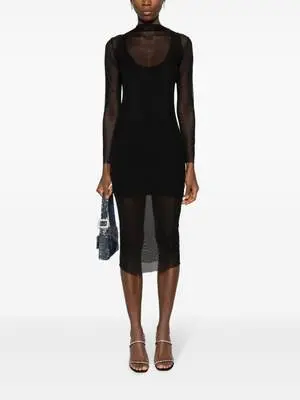 Alchemy Fashions Semi-sheer High-neck Midi Dress