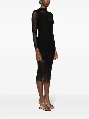 Alchemy Fashions Semi-sheer High-neck Midi Dress