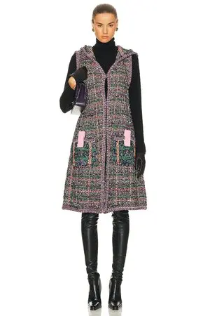 Chanel Tweed Hooded Knit Cardigan - Multi