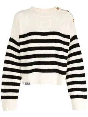 IZZUE Izzue Logo-Patch Striped Jumper