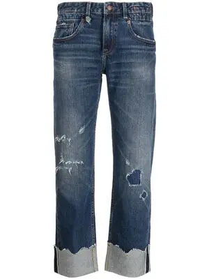 R13 Ripped Straight-leg Jeans - Blue