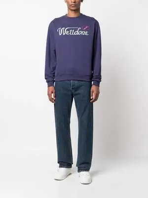 We11Done Logo-print Cotton Sweatshirt - Blue