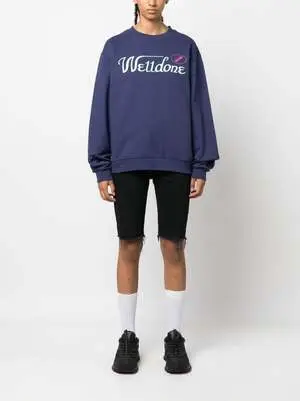 We11Done Logo-print Cotton Sweatshirt - Blue