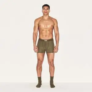SKIMS Cotton Mens 3 Inch Boxer Brief Army