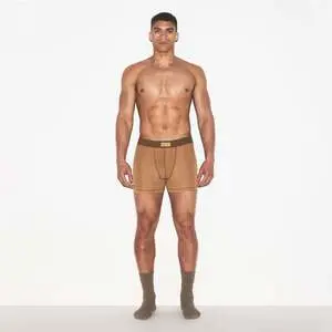 SKIMS Cotton Mens 3 Inch Boxer Brief Russet