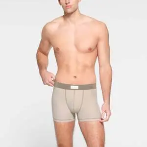SKIMS Cotton Mens 3 Inch Boxer Brief Stone