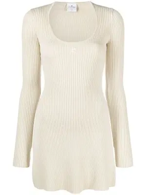 COURREGES Logo-embroidered Rib Knit Dress